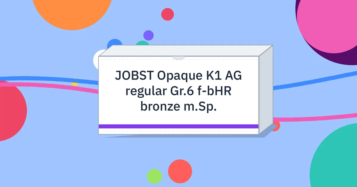 Symbolbild: Packung mit der Aufschrift JOBST Opaque K1 AG regular Gr.6 f-bHR bronze m.Sp. (PZN 13090513) – Verfügbarkeit und Bezug in Apotheken in Frankfurt am Main