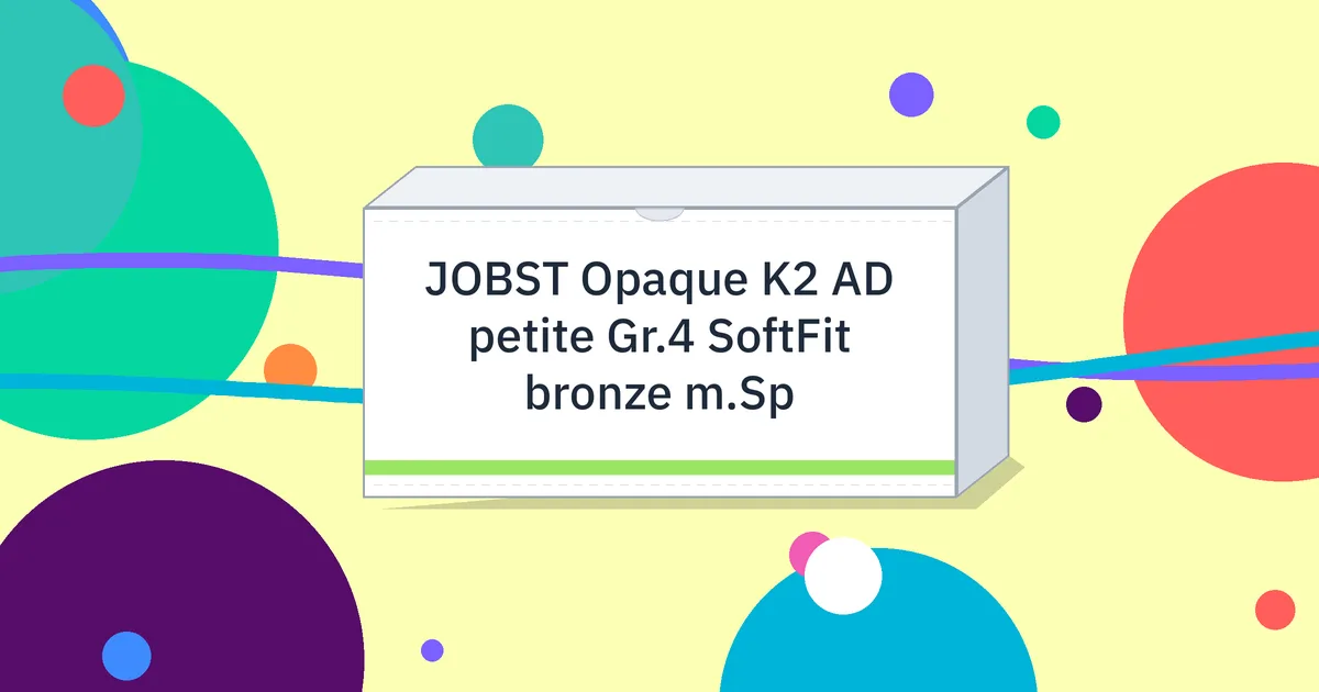Symbolbild: Packung mit der Aufschrift JOBST Opaque K2 AD petite Gr.4 SoftFit bronze m.Sp (PZN 13109187) – Verfügbarkeit und Bezug in Apotheken in Frankfurt am Main