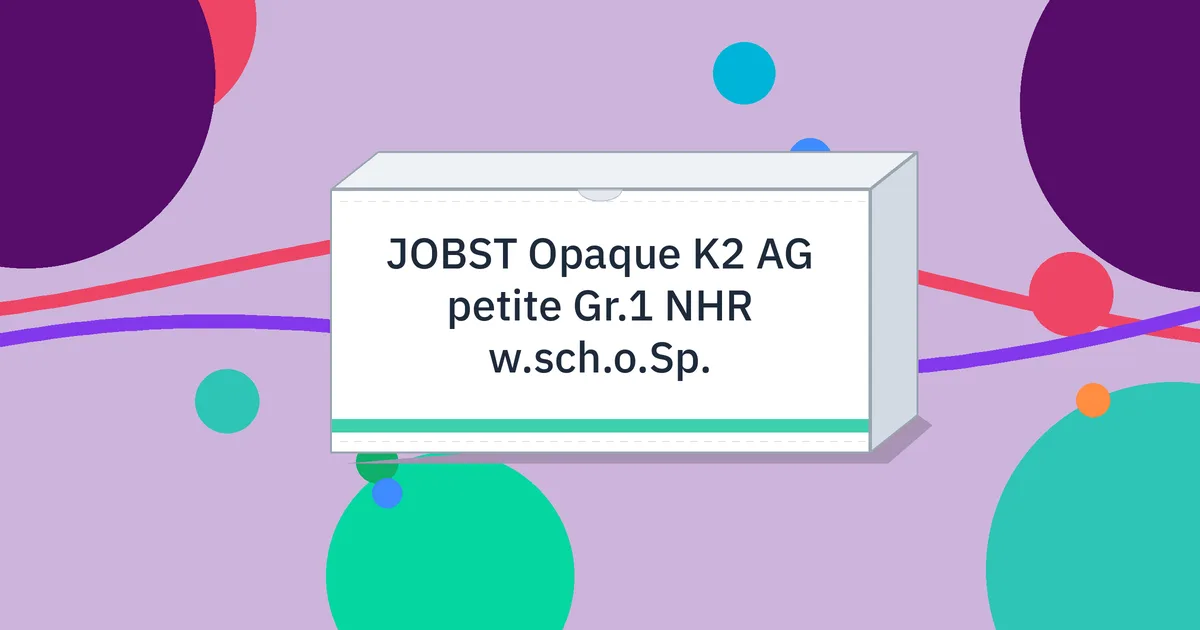 Symbolbild: Packung mit der Aufschrift JOBST Opaque K2 AG petite Gr.1 NHR w.sch.o.Sp. (PZN 11256553) – Verfügbarkeit und Bezug in Apotheken in Frankfurt am Main