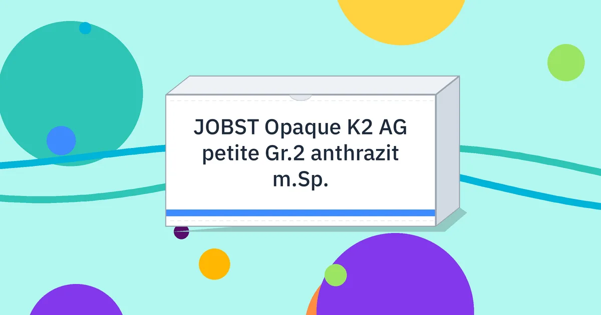 Symbolbild: Packung mit der Aufschrift JOBST Opaque K2 AG petite Gr.2 anthrazit m.Sp. (PZN 16286369) – Verfügbarkeit und Bezug in Apotheken in Frankfurt am Main