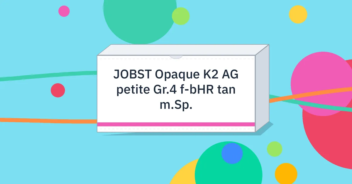 Symbolbild: Packung mit der Aufschrift JOBST Opaque K2 AG petite Gr.4 f-bHR tan m.Sp. (PZN 16284488) – Verfügbarkeit und Bezug in Apotheken in Frankfurt am Main