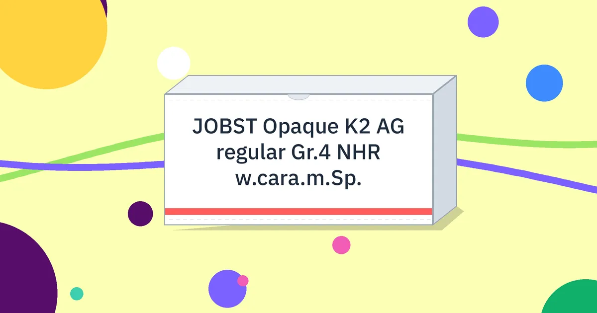 Symbolbild: Packung mit der Aufschrift JOBST Opaque K2 AG regular Gr.4 NHR w.cara.m.Sp. (PZN 11253572) – Verfügbarkeit und Bezug in Apotheken in Frankfurt am Main