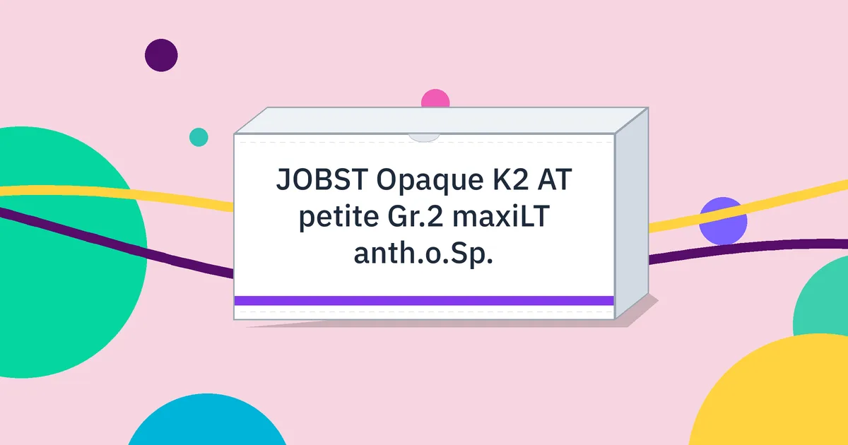 Symbolbild: Packung mit der Aufschrift JOBST Opaque K2 AT petite Gr.2 maxiLT anth.o.Sp. (PZN 16291991) – Verfügbarkeit und Bezug in Apotheken in Frankfurt am Main
