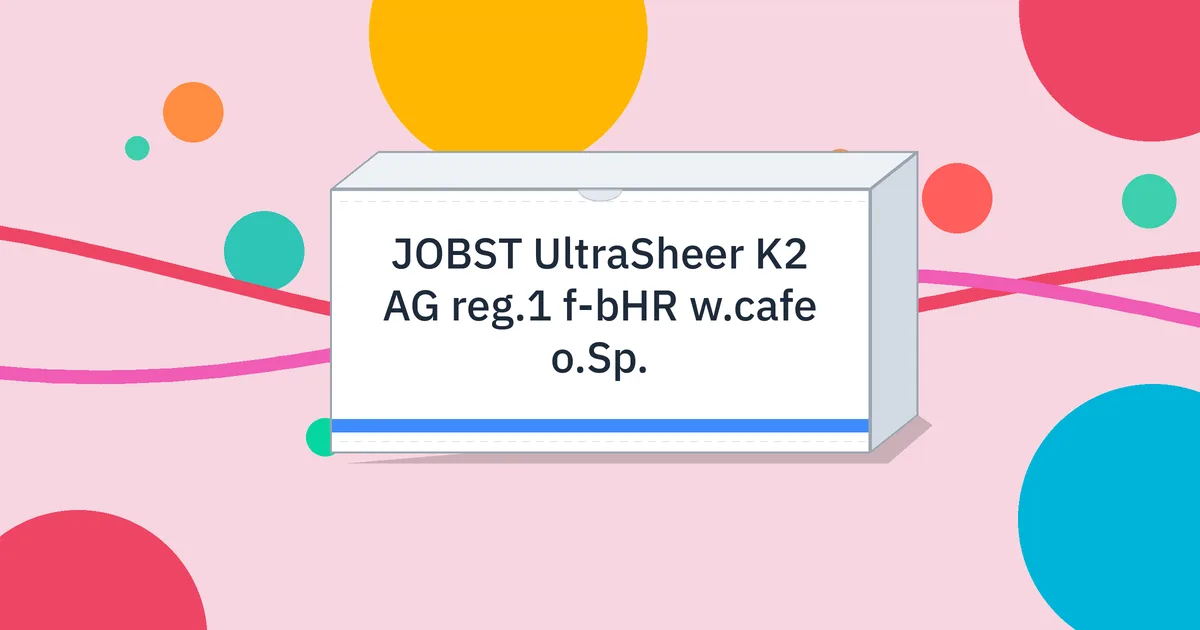 Symbolbild: Packung mit der Aufschrift JOBST UltraSheer K2 AG reg.1 f-bHR w.cafe o.Sp. (PZN 13146076) – Verfügbarkeit und Bezug in Apotheken in Frankfurt am Main