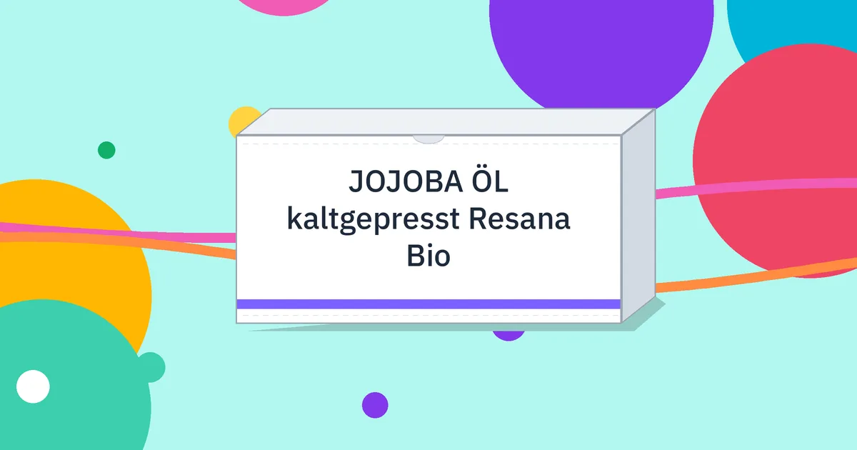 Symbolbild: Packung mit der Aufschrift JOJOBA ÖL kaltgepresst Resana Bio (PZN 16819239) – Verfügbarkeit und Bezug in Apotheken in Frankfurt am Main