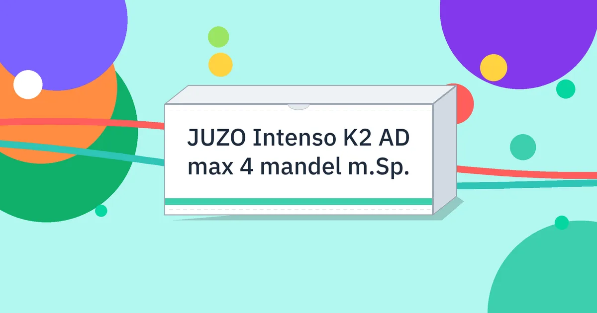 Symbolbild: Packung mit der Aufschrift JUZO Intenso K2 AD max 4 mandel m.Sp. (PZN 18609368) – Verfügbarkeit und Bezug in Apotheken in Frankfurt am Main