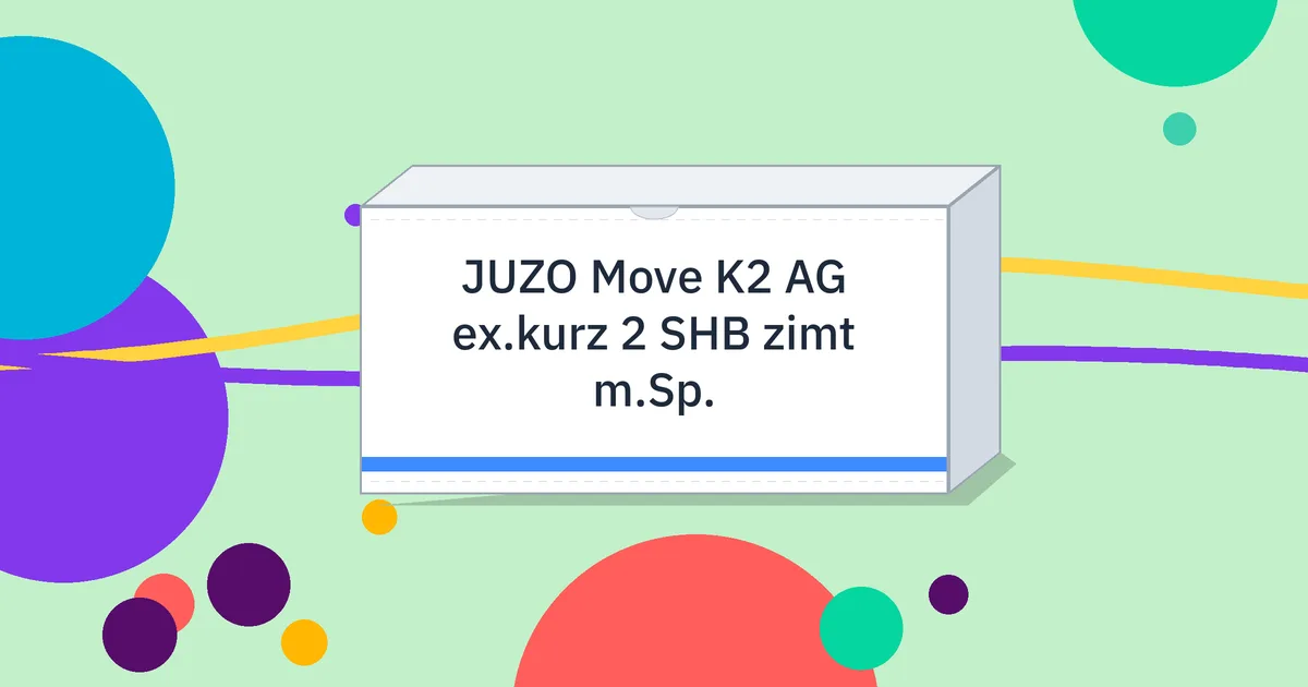 Symbolbild: Packung mit der Aufschrift JUZO Move K2 AG ex.kurz 2 SHB zimt m.Sp. (PZN 18531850) – Verfügbarkeit und Bezug in Apotheken in Frankfurt am Main
