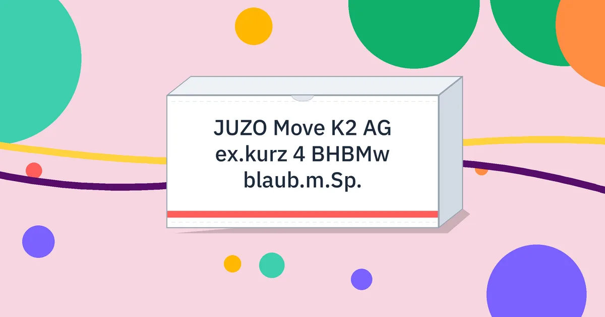 Symbolbild: Packung mit der Aufschrift JUZO Move K2 AG ex.kurz 4 BHBMw blaub.m.Sp. (PZN 18564335) – Verfügbarkeit und Bezug in Apotheken in Frankfurt am Main