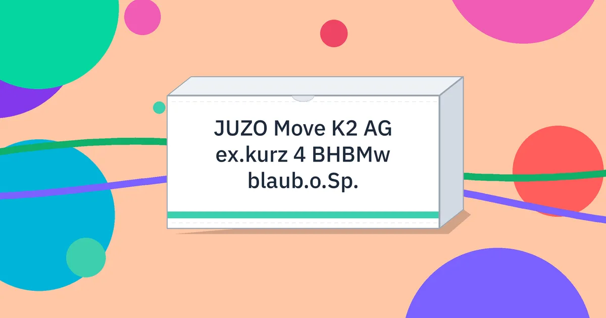 Symbolbild: Packung mit der Aufschrift JUZO Move K2 AG ex.kurz 4 BHBMw blaub.o.Sp. (PZN 18566328) – Verfügbarkeit und Bezug in Apotheken in Frankfurt am Main