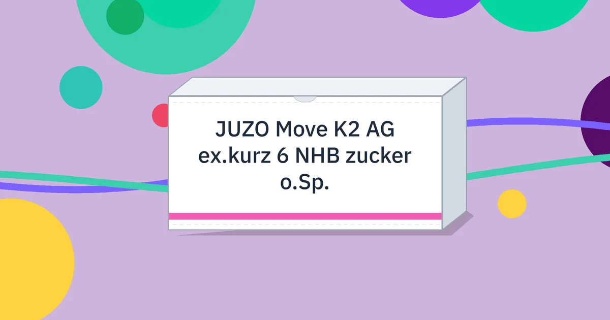 Symbolbild: Packung mit der Aufschrift JUZO Move K2 AG ex.kurz 6 NHB zucker o.Sp. (PZN 18533582) – Verfügbarkeit und Bezug in Apotheken in Frankfurt am Main