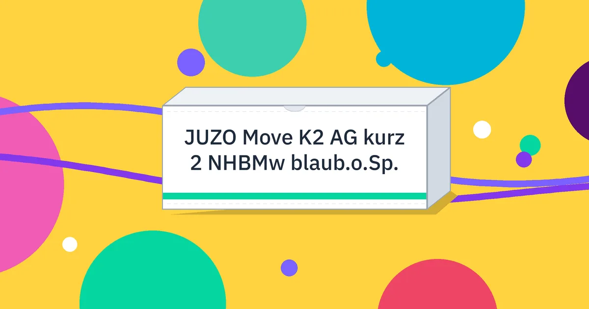 Symbolbild: Packung mit der Aufschrift JUZO Move K2 AG kurz 2 NHBMw blaub.o.Sp. (PZN 18561006) – Verfügbarkeit und Bezug in Apotheken in Frankfurt am Main