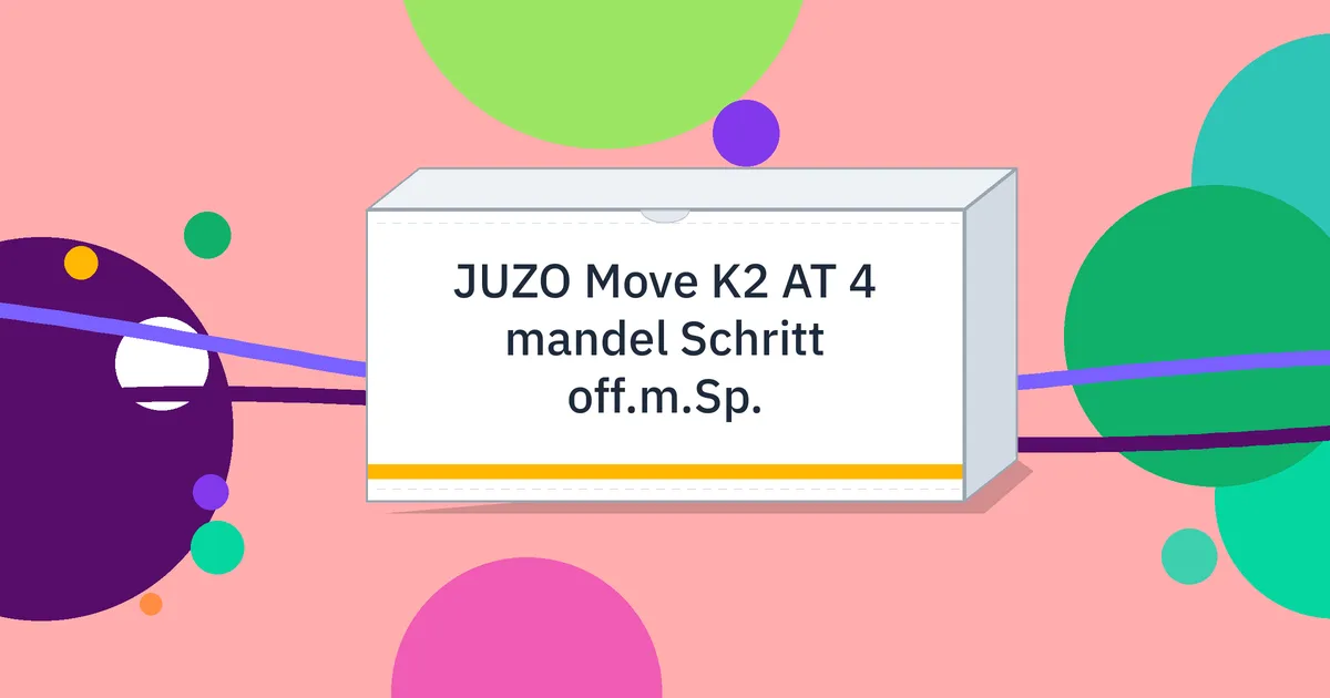 Symbolbild: Packung mit der Aufschrift JUZO Move K2 AT 4 mandel Schritt off.m.Sp. (PZN 20668361) – Verfügbarkeit und Bezug in Apotheken in Frankfurt am Main