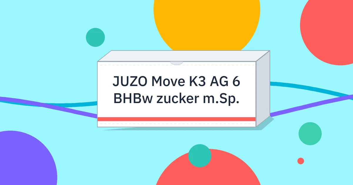 Symbolbild: Packung mit der Aufschrift JUZO Move K3 AG 6 BHBw zucker m.Sp. (PZN 18575818) – Verfügbarkeit und Bezug in Apotheken in Frankfurt am Main