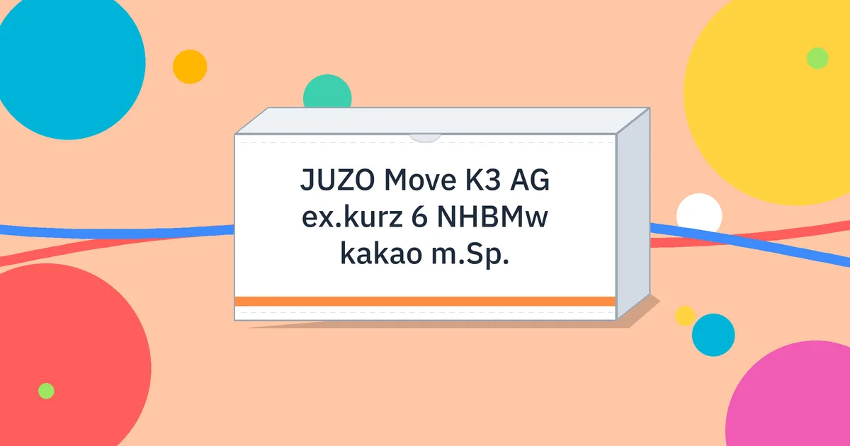 Symbolbild: Packung mit der Aufschrift JUZO Move K3 AG ex.kurz 6 NHBMw kakao m.Sp. (PZN 18594916) – Verfügbarkeit und Bezug in Apotheken in Frankfurt am Main