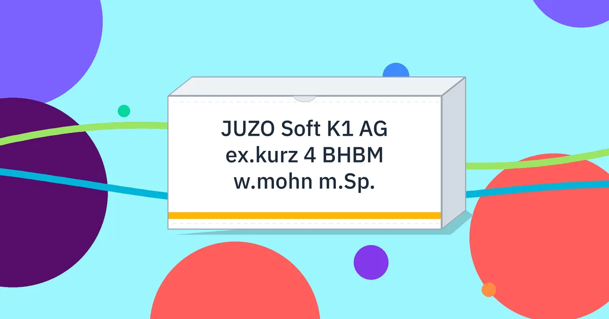 Symbolbild: Packung mit der Aufschrift JUZO Soft K1 AG ex.kurz 4 BHBM w.mohn m.Sp. (PZN 14864454) – Verfügbarkeit und Bezug in Apotheken in Frankfurt am Main