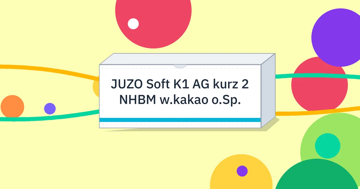 Symbolbild: Packung mit der Aufschrift JUZO Soft K1 AG kurz 2 NHBM w.kakao o.Sp. (PZN 14996279) – Verfügbarkeit und Bezug in Apotheken in Frankfurt am Main