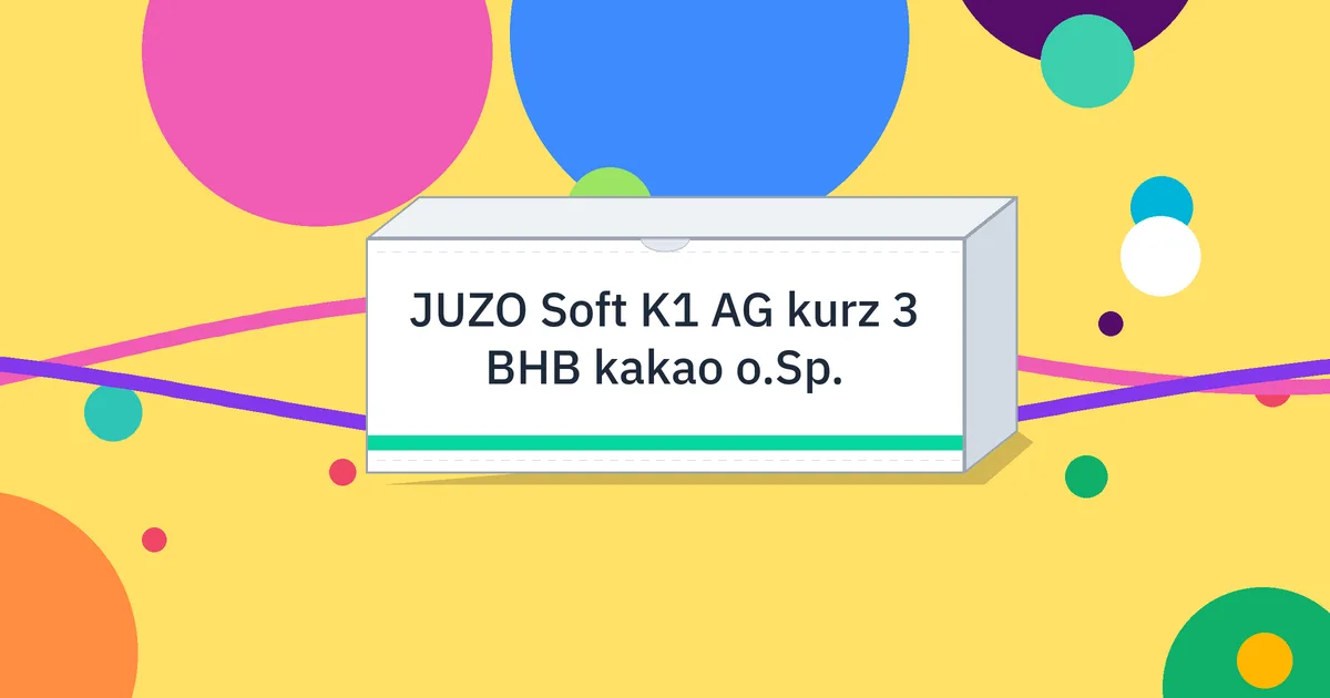 Symbolbild: Packung mit der Aufschrift JUZO Soft K1 AG kurz 3 BHB kakao o.Sp. (PZN 14823194) – Verfügbarkeit und Bezug in Apotheken in Frankfurt am Main