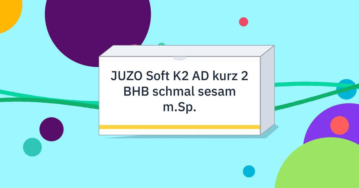 Symbolbild: Packung mit der Aufschrift JUZO Soft K2 AD kurz 2 BHB schmal sesam m.Sp. (PZN 15467672) – Verfügbarkeit und Bezug in Apotheken in Frankfurt am Main