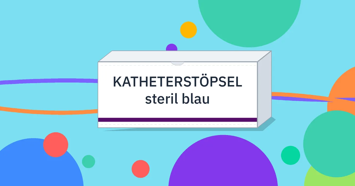 Symbolbild: Packung mit der Aufschrift KATHETERSTÖPSEL steril blau (PZN 00254887) – Verfügbarkeit und Bezug in Apotheken in Frankfurt am Main