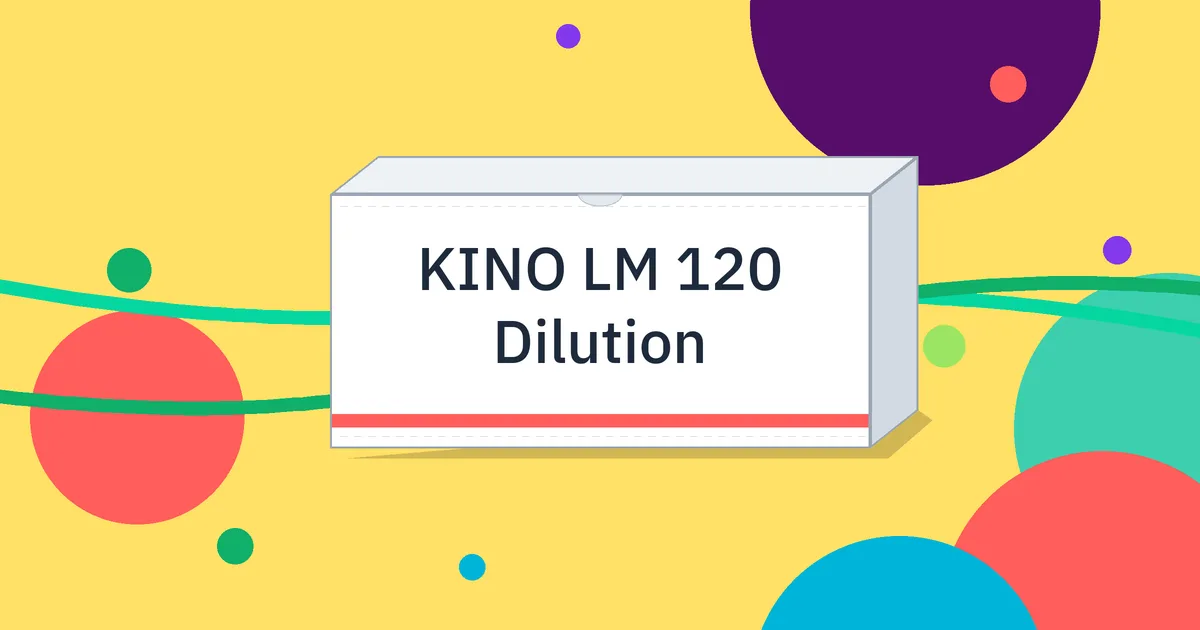 Symbolbild: Packung mit der Aufschrift KINO LM 120 Dilution (PZN 13518827) – Verfügbarkeit und Bezug in Apotheken in Frankfurt am Main