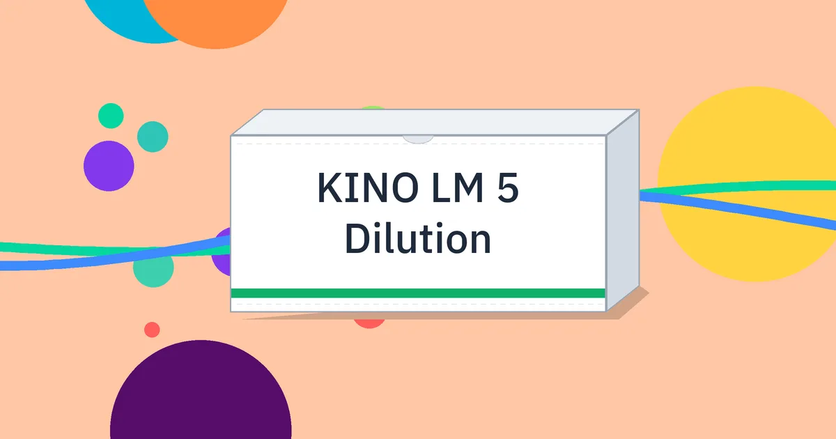 Symbolbild: Packung mit der Aufschrift KINO LM 5 Dilution (PZN 13518402) – Verfügbarkeit und Bezug in Apotheken in Frankfurt am Main
