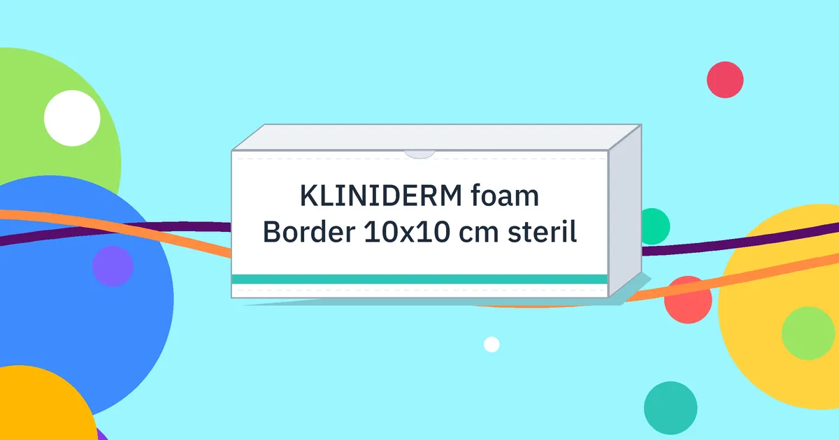 Symbolbild: Packung mit der Aufschrift KLINIDERM foam Border 10x10 cm steril (PZN 15783427) – Verfügbarkeit und Bezug in Apotheken in Frankfurt am Main