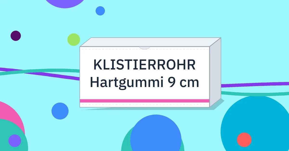 Symbolbild: Packung mit der Aufschrift KLISTIERROHR Hartgummi 9 cm (PZN 03228459) – Verfügbarkeit und Bezug in Apotheken in Frankfurt am Main