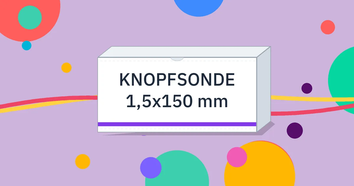 Symbolbild: Packung mit der Aufschrift KNOPFSONDE 1,5x150 mm (PZN 19978613) – Verfügbarkeit und Bezug in Apotheken in Frankfurt am Main