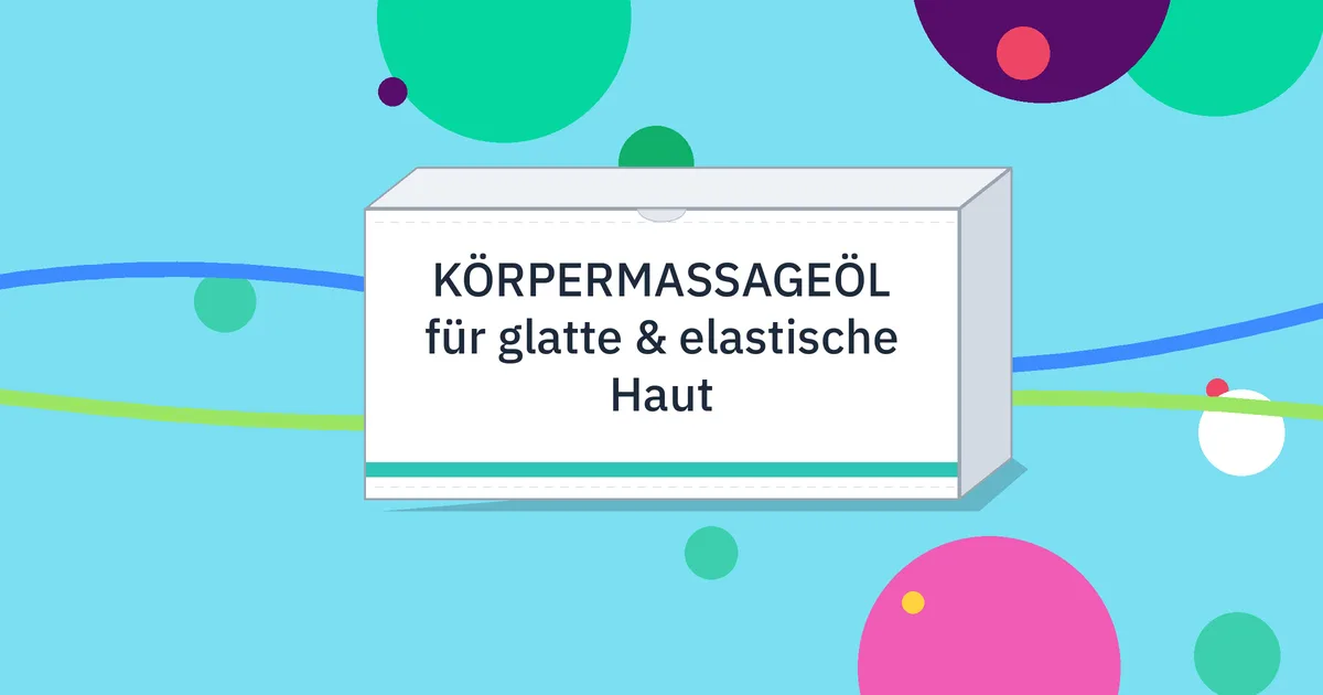Symbolbild: Packung mit der Aufschrift KÖRPERMASSAGEÖL für glatte & elastische Haut (PZN 20316544) – Verfügbarkeit und Bezug in Apotheken in Frankfurt am Main