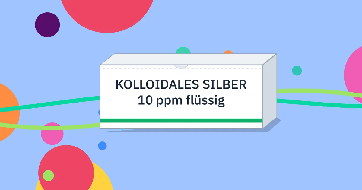 Symbolbild: Packung mit der Aufschrift KOLLOIDALES SILBER 10 ppm flüssig (PZN 11321405) – Verfügbarkeit und Bezug in Apotheken in Frankfurt am Main