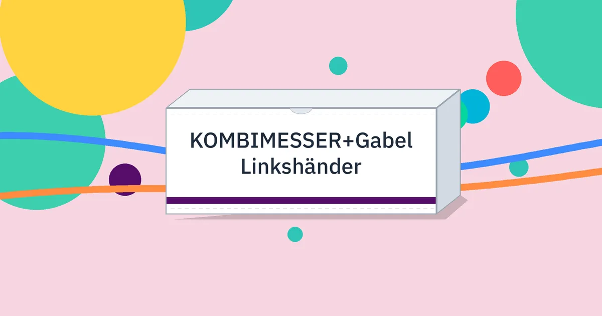 Symbolbild: Packung mit der Aufschrift KOMBIMESSER+Gabel Linkshänder (PZN 07742584) – Verfügbarkeit und Bezug in Apotheken in Frankfurt am Main