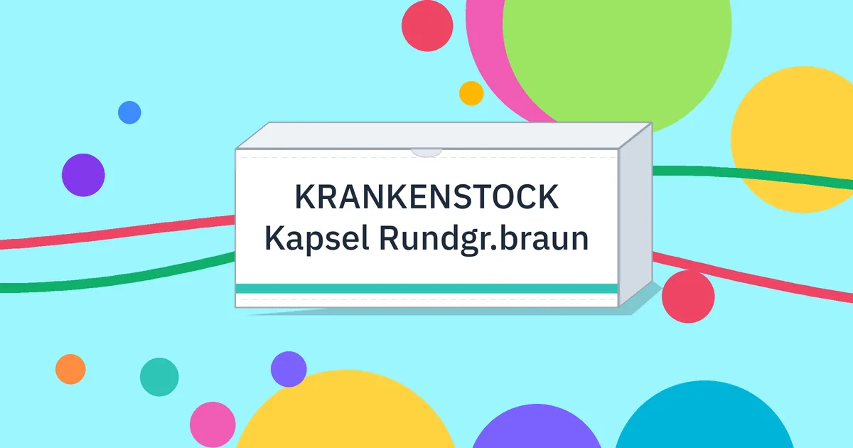 Symbolbild: Packung mit der Aufschrift KRANKENSTOCK Kapsel Rundgr.braun (PZN 02008922) – Verfügbarkeit und Bezug in Apotheken in Frankfurt am Main