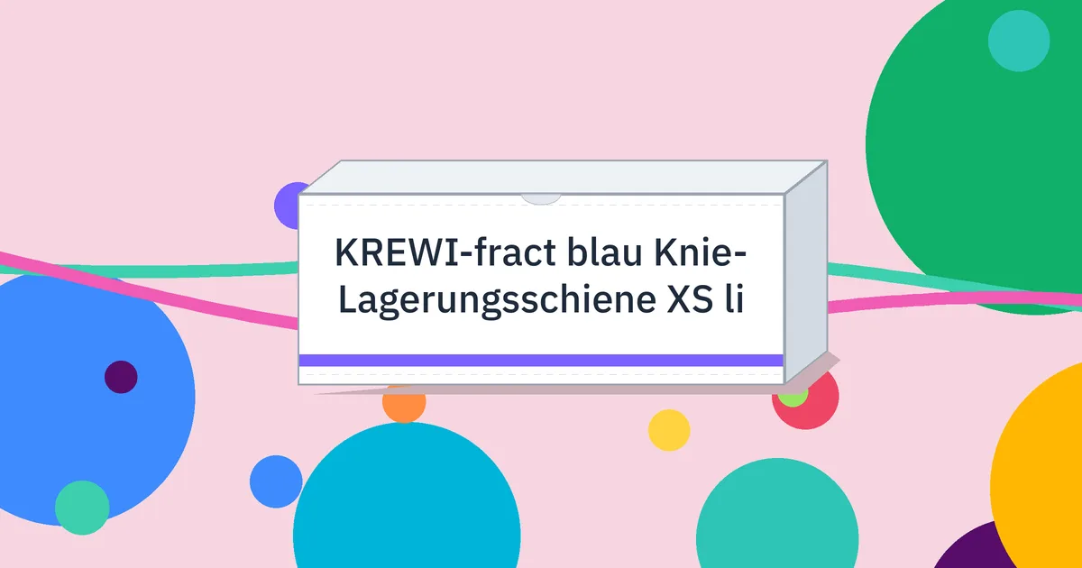 Symbolbild: Packung mit der Aufschrift KREWI-fract blau Knie-Lagerungsschiene XS li (PZN 17300054) – Verfügbarkeit und Bezug in Apotheken in Frankfurt am Main