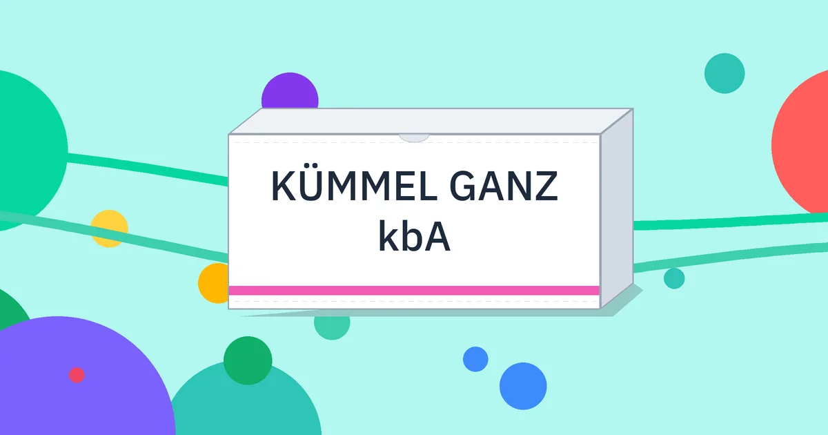 Symbolbild: Packung mit der Aufschrift KÜMMEL GANZ kbA (PZN 05511113) – Verfügbarkeit und Bezug in Apotheken in Frankfurt am Main
