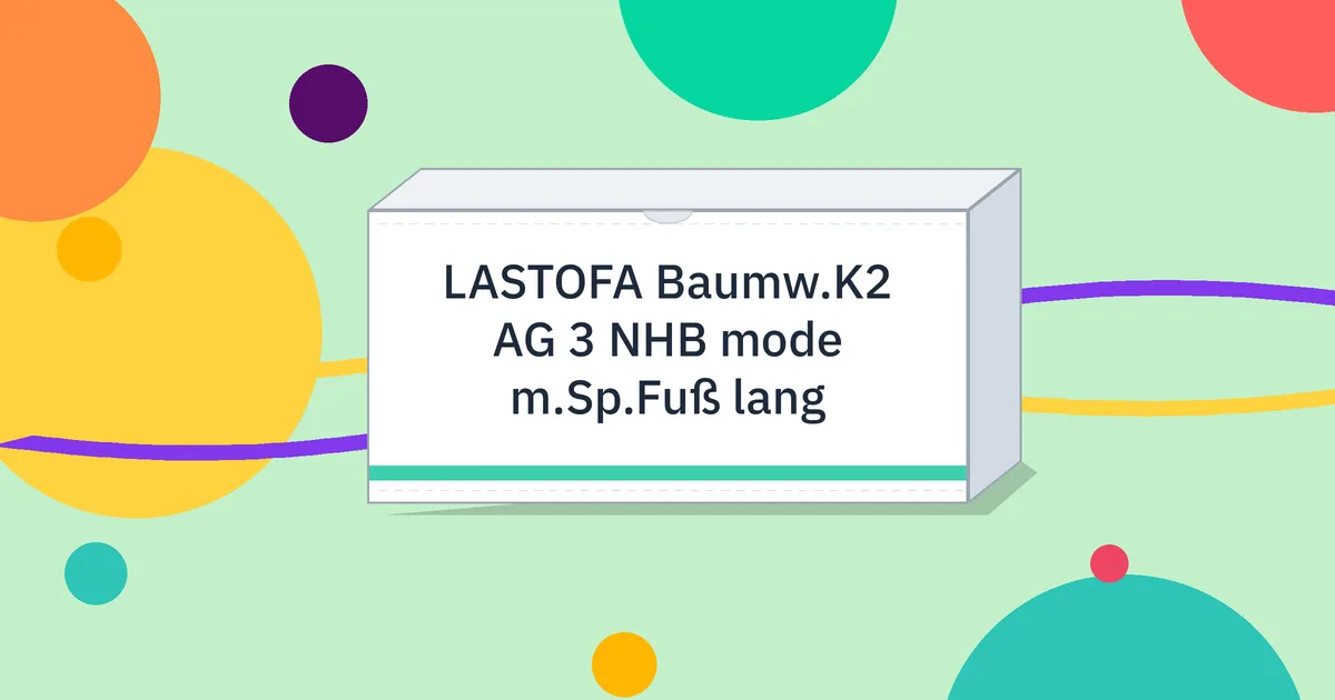 Symbolbild: Packung mit der Aufschrift LASTOFA Baumw.K2 AG 3 NHB mode m.Sp.Fuß lang (PZN 01946191) – Verfügbarkeit und Bezug in Apotheken in Frankfurt am Main