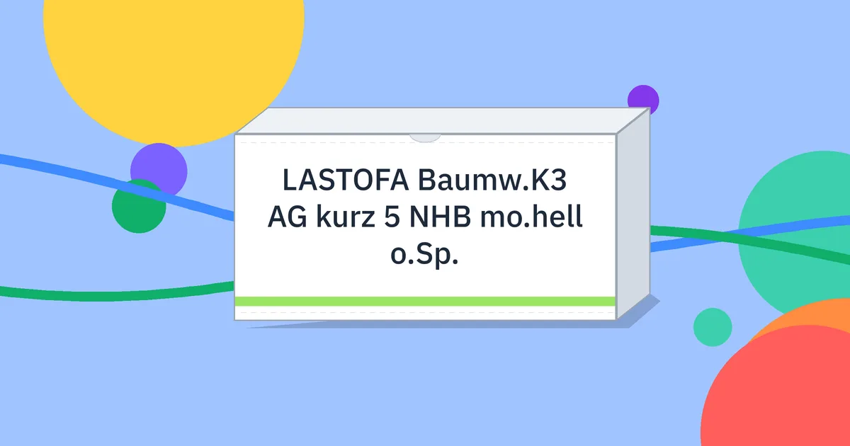Symbolbild: Packung mit der Aufschrift LASTOFA Baumw.K3 AG kurz 5 NHB mo.hell o.Sp. (PZN 01955959) – Verfügbarkeit und Bezug in Apotheken in Frankfurt am Main