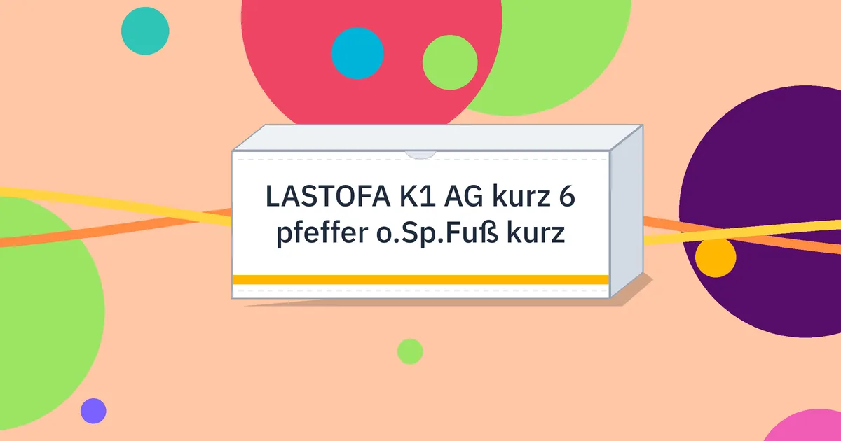 Symbolbild: Packung mit der Aufschrift LASTOFA K1 AG kurz 6 pfeffer o.Sp.Fuß kurz (PZN 13794912) – Verfügbarkeit und Bezug in Apotheken in Frankfurt am Main