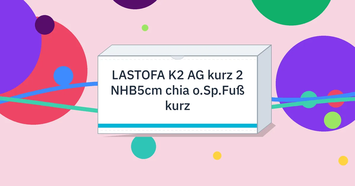 Symbolbild: Packung mit der Aufschrift LASTOFA K2 AG kurz 2 NHB5cm chia o.Sp.Fuß kurz (PZN 13802830) – Verfügbarkeit und Bezug in Apotheken in Frankfurt am Main