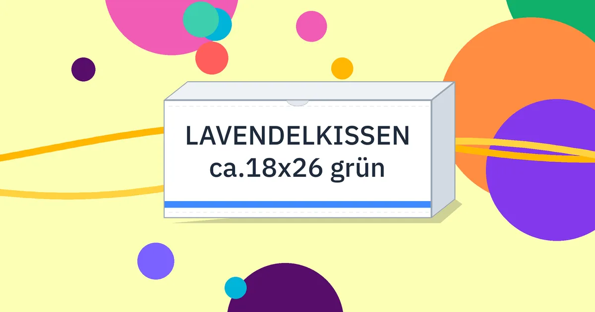 Symbolbild: Packung mit der Aufschrift LAVENDELKISSEN ca.18x26 grün (PZN 16619606) – Verfügbarkeit und Bezug in Apotheken in Frankfurt am Main