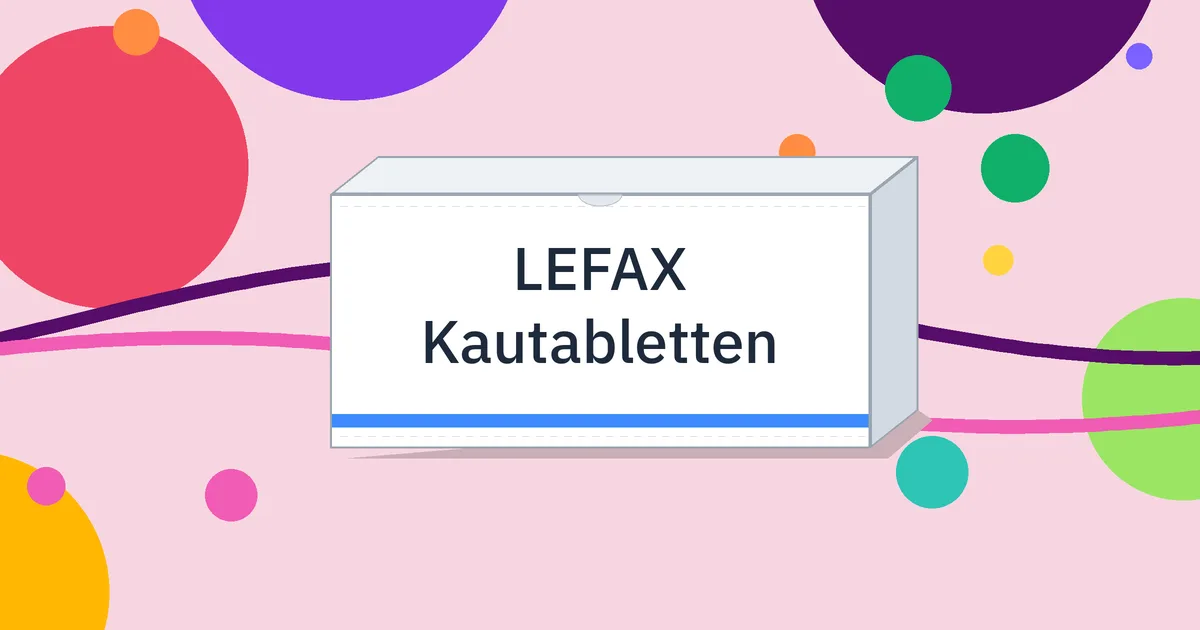 Symbolbild: Packung mit der Aufschrift LEFAX Kautabletten (PZN 02487928) – Verfügbarkeit und Bezug in Apotheken in Frankfurt am Main