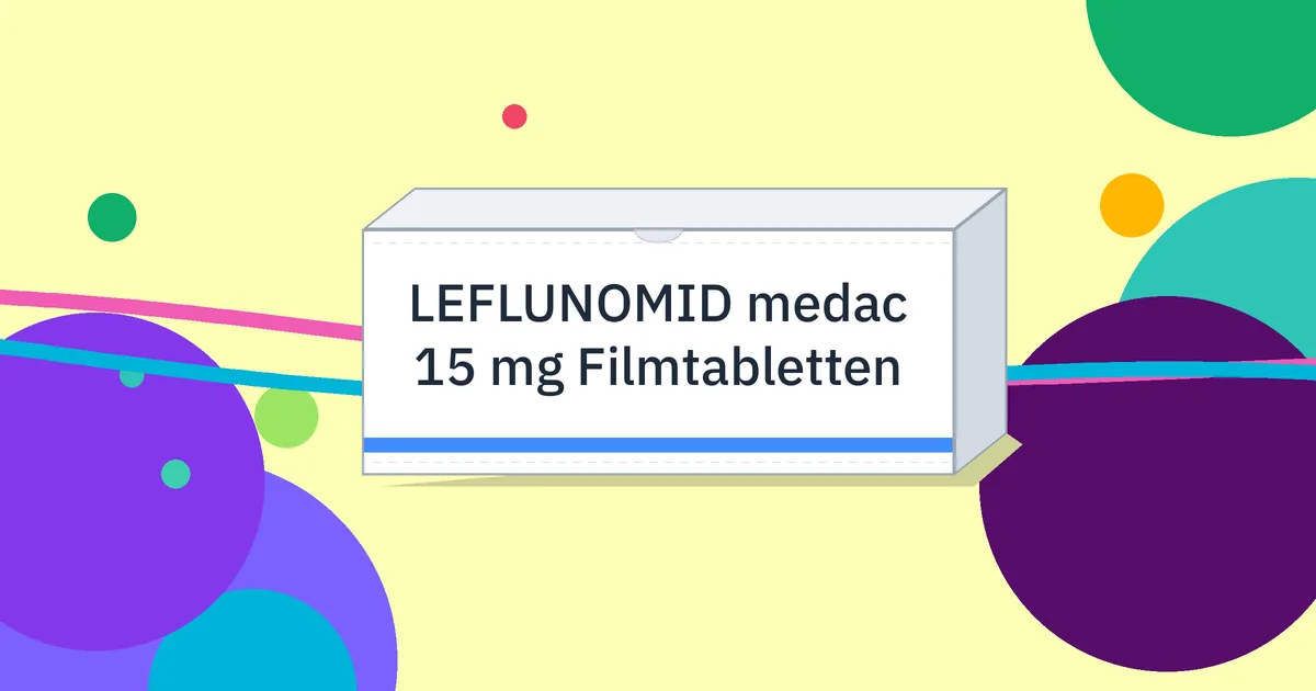 Symbolbild: Packung mit der Aufschrift LEFLUNOMID medac 15 mg Filmtabletten (PZN 18320403) – Verfügbarkeit und Bezug in Apotheken in Frankfurt am Main