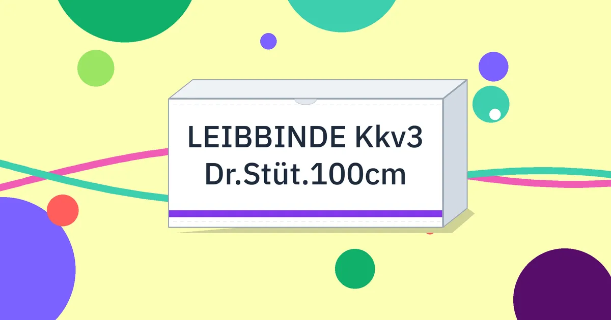 Symbolbild: Packung mit der Aufschrift LEIBBINDE Kkv3 Dr.Stüt.100cm (PZN 01731964) – Verfügbarkeit und Bezug in Apotheken in Frankfurt am Main