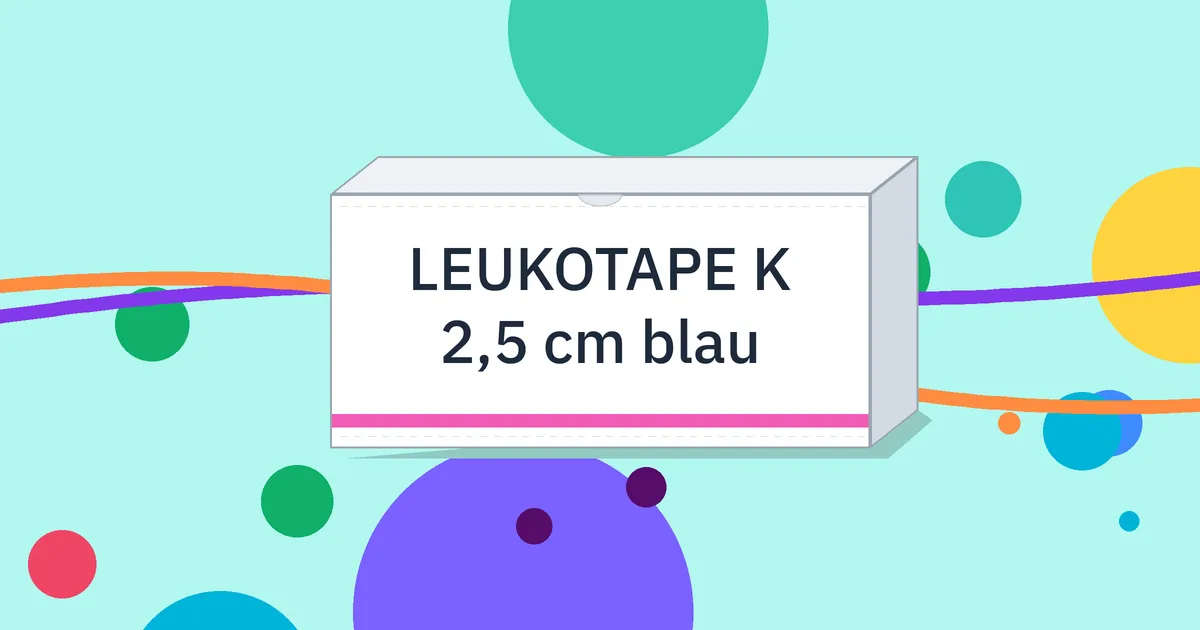 Symbolbild: Packung mit der Aufschrift LEUKOTAPE K 2,5 cm blau (PZN 01907417) – Verfügbarkeit und Bezug in Apotheken in Frankfurt am Main