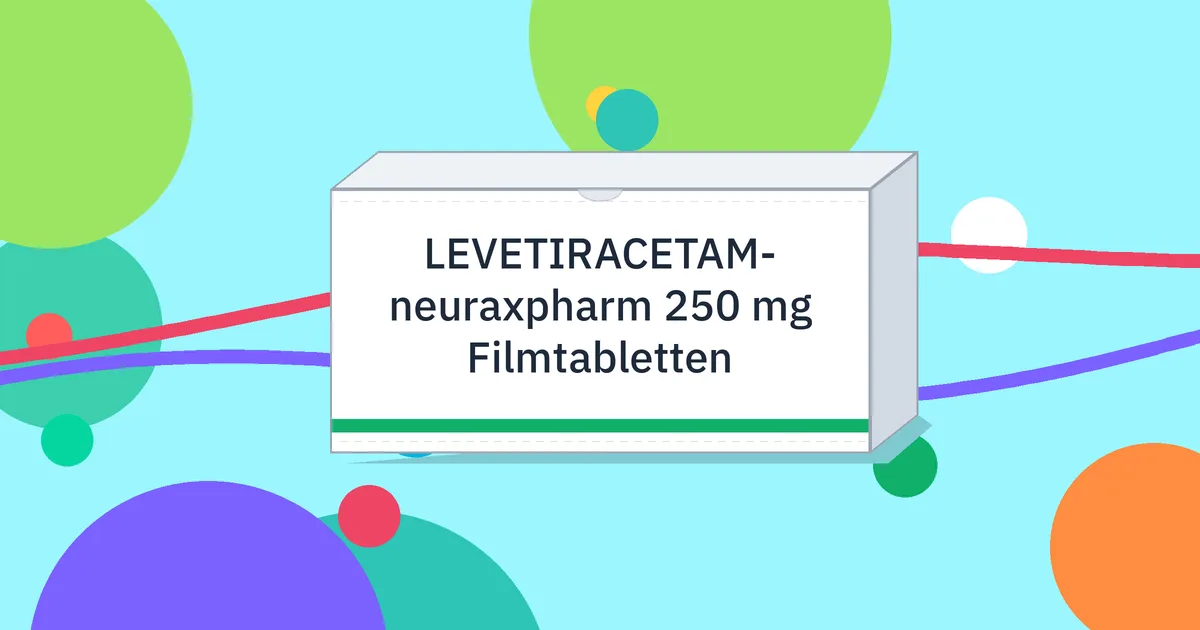 Symbolbild: Packung mit der Aufschrift LEVETIRACETAM-neuraxpharm 250 mg Filmtabletten (PZN 09064792) – Verfügbarkeit und Bezug in Apotheken in Frankfurt am Main