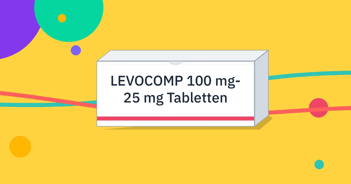Symbolbild: Packung mit der Aufschrift LEVOCOMP 100 mg-25 mg Tabletten (PZN 00536189) – Verfügbarkeit und Bezug in Apotheken in Frankfurt am Main