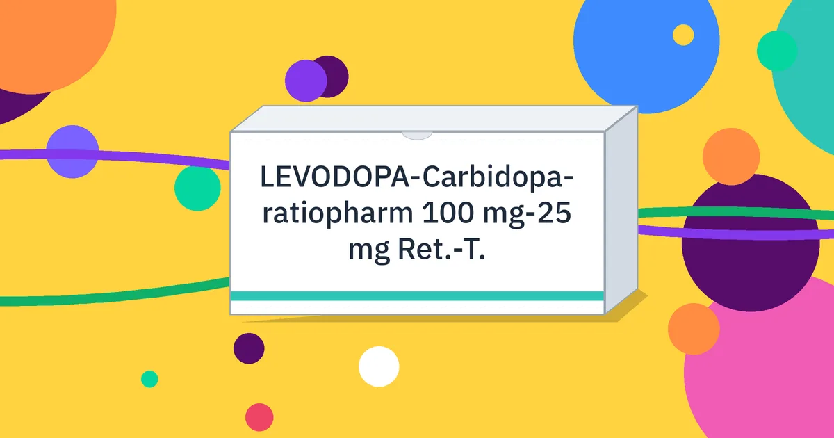 Symbolbild: Packung mit der Aufschrift LEVODOPA-Carbidopa-ratiopharm 100 mg-25 mg Ret.-T. (PZN 10397501) – Verfügbarkeit und Bezug in Apotheken in Frankfurt am Main