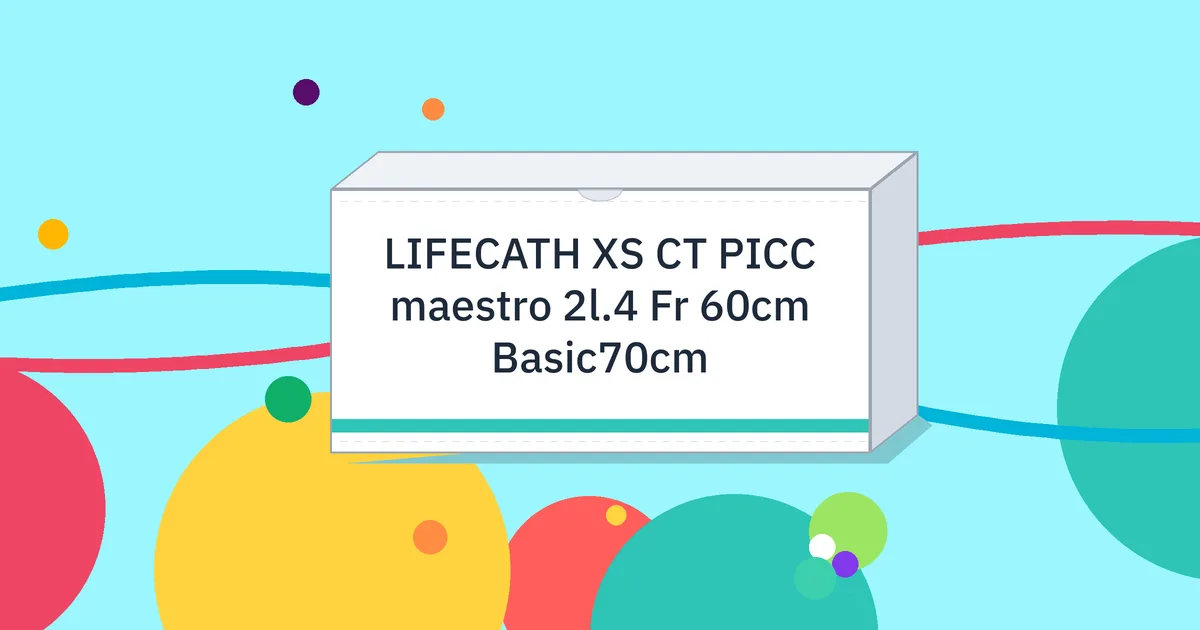 Symbolbild: Packung mit der Aufschrift LIFECATH XS CT PICC maestro 2l.4 Fr 60cm Basic70cm (PZN 19127878) – Verfügbarkeit und Bezug in Apotheken in Frankfurt am Main