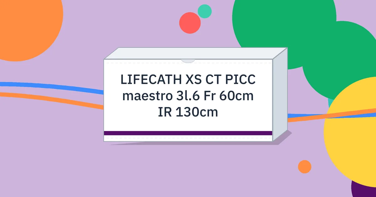 Symbolbild: Packung mit der Aufschrift LIFECATH XS CT PICC maestro 3l.6 Fr 60cm IR 130cm (PZN 19128174) – Verfügbarkeit und Bezug in Apotheken in Frankfurt am Main