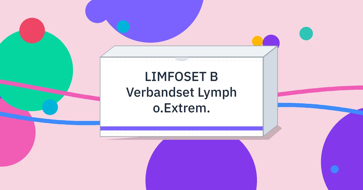 Symbolbild: Packung mit der Aufschrift LIMFOSET B Verbandset Lymph o.Extrem. (PZN 07573207) – Verfügbarkeit und Bezug in Apotheken in Frankfurt am Main
