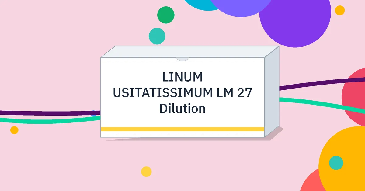 Symbolbild: Packung mit der Aufschrift LINUM USITATISSIMUM LM 27 Dilution (PZN 13530774) – Verfügbarkeit und Bezug in Apotheken in Frankfurt am Main